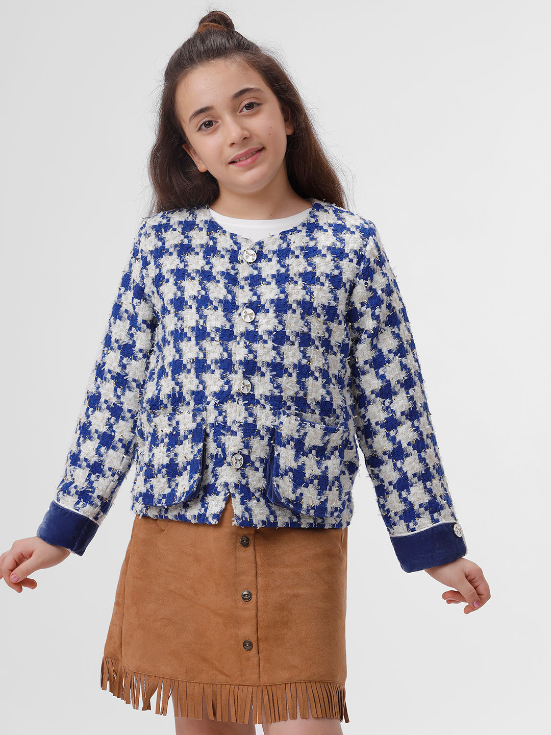 Girls Long sleeve Jacket with Bellow pockets